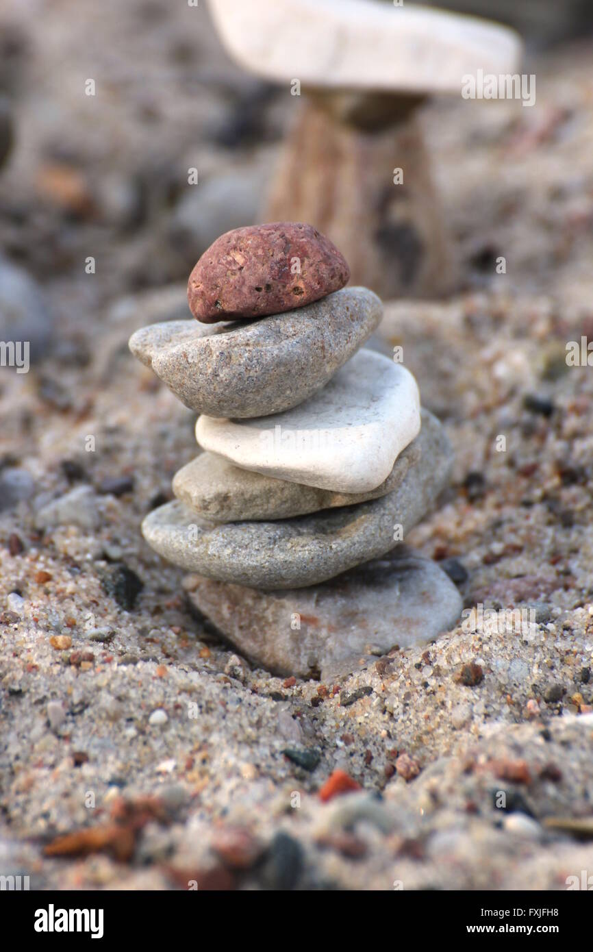 Stone piles at the beach Stock Photo - Alamy