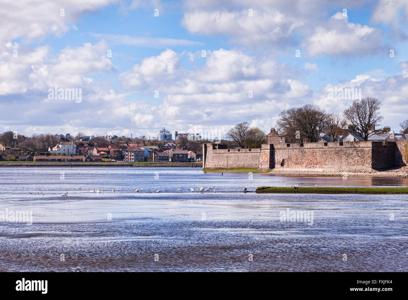 The River Tweed and the town walls of Berwick-upon-Tweed ...