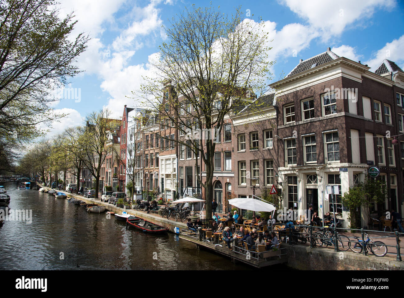 facades of historic buildings alongside the canals in amsterdam holland ...