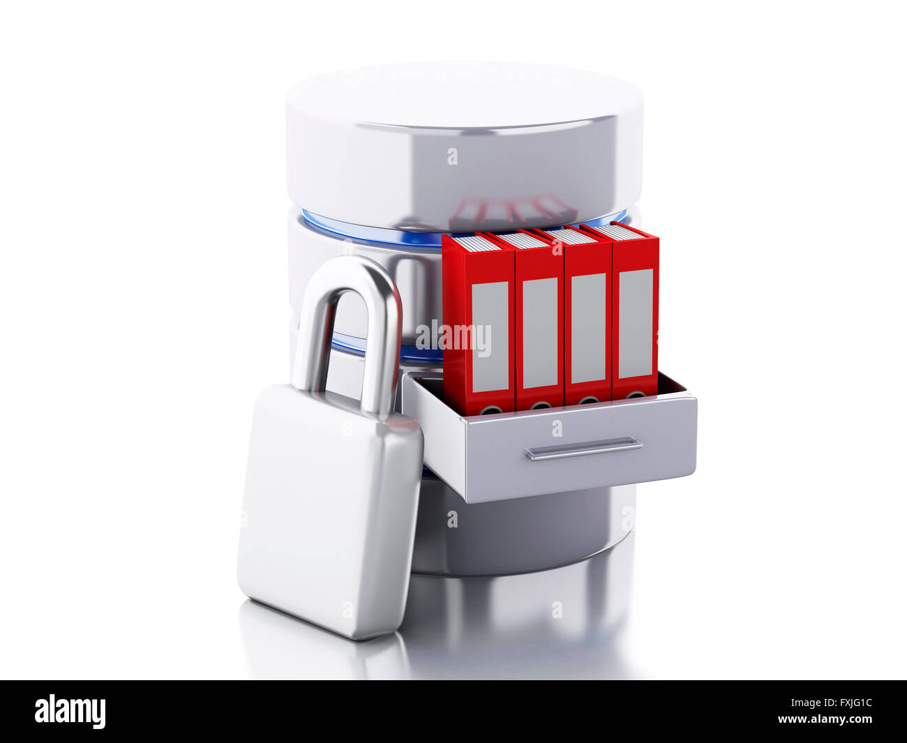 3d renderer image. Data storage with padlock. Data security concept ...