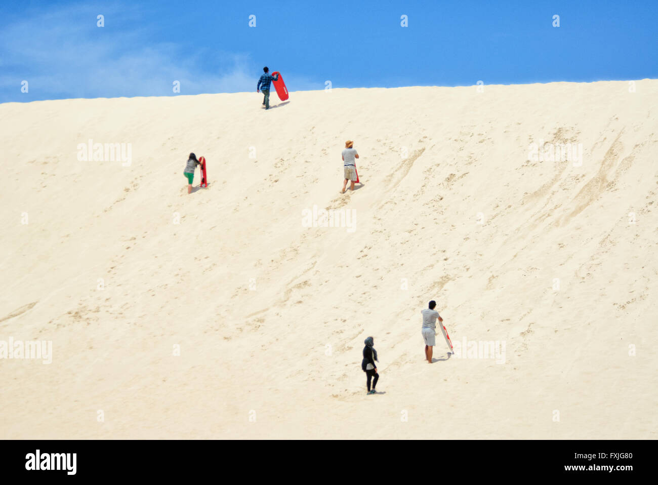 People Sandboarding, Little Sahara, Kangaroo Island, South Australia ...
