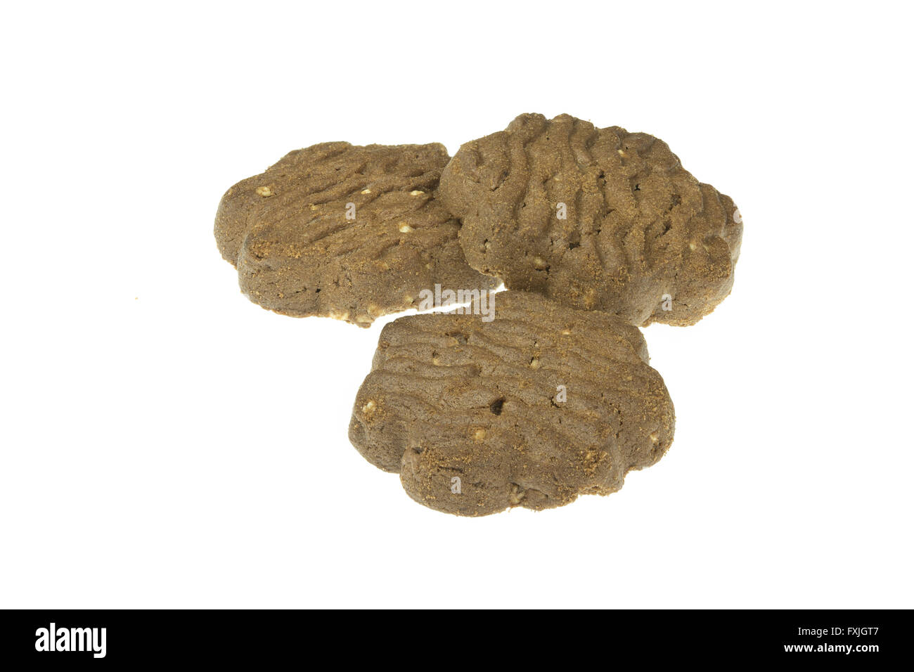 Three chocolate cookies isolated on white background Stock Photo - Alamy
