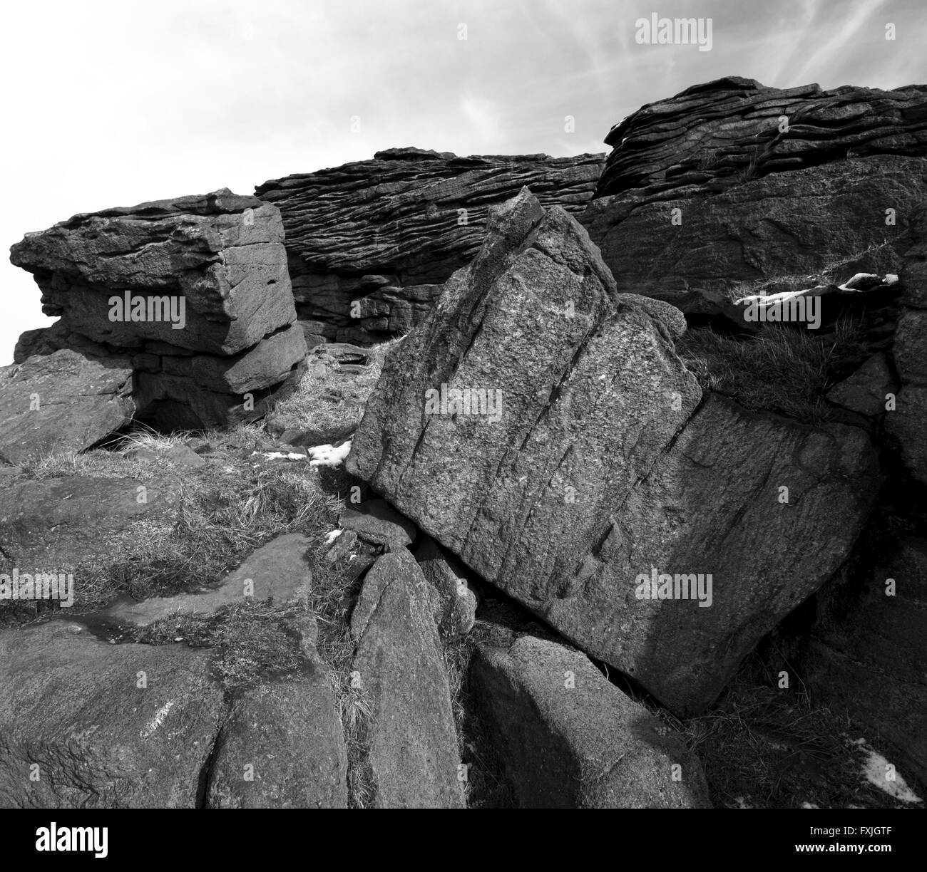 rock outcrop on Pennine Way at Standedge Edge, Diggle, Saddleworth ...