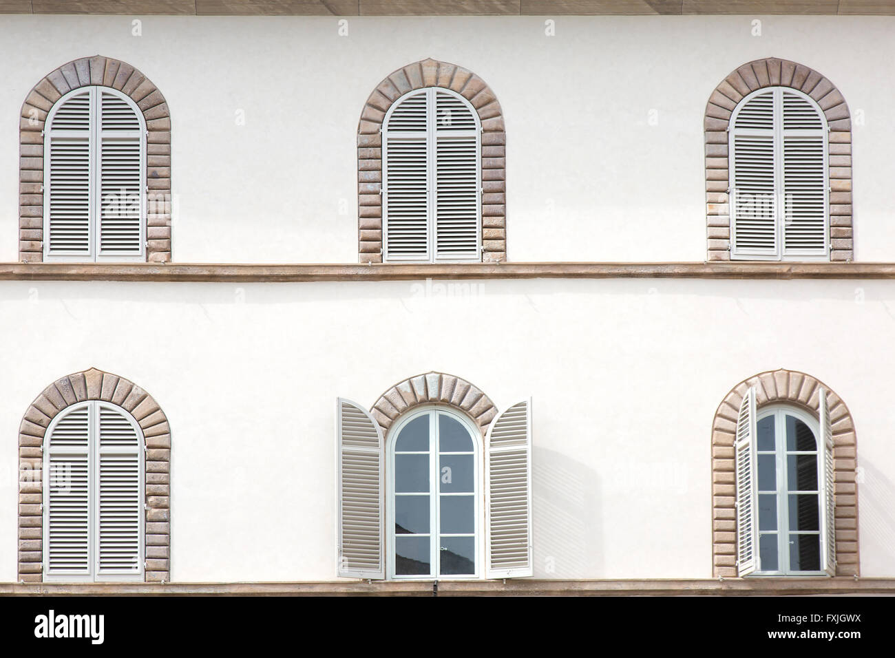 Six Windows of old an building facade Stock Photo - Alamy