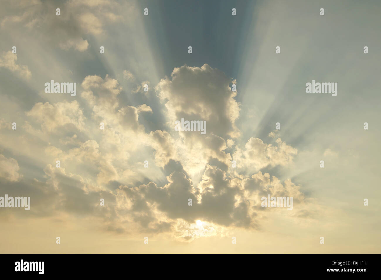 beautiful sunbeam on blue sky as nature background Stock Photo - Alamy