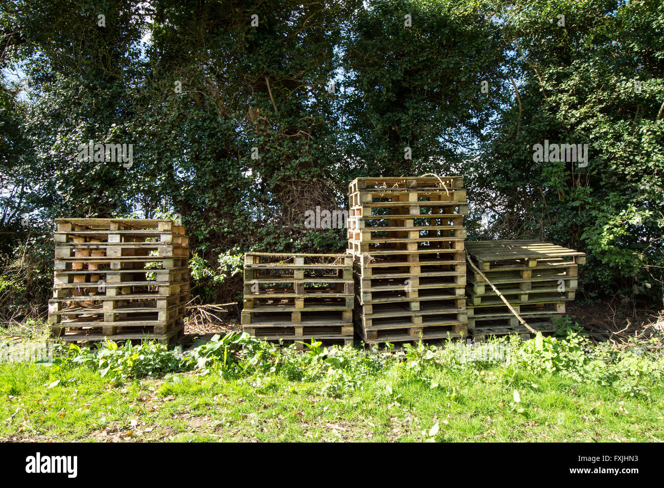 Pile of wooden pallets Stock Photo - Alamy