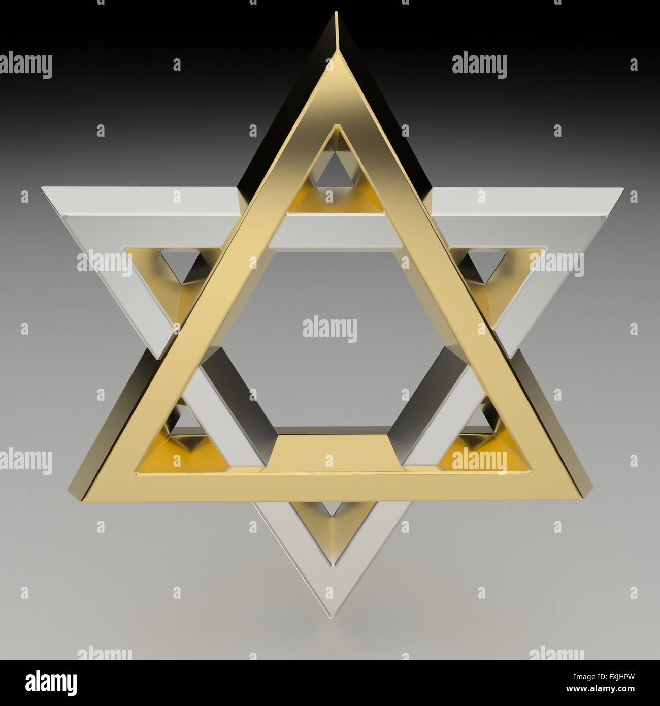Realistic rendering of the star of David in gold and silver Stock Photo ...