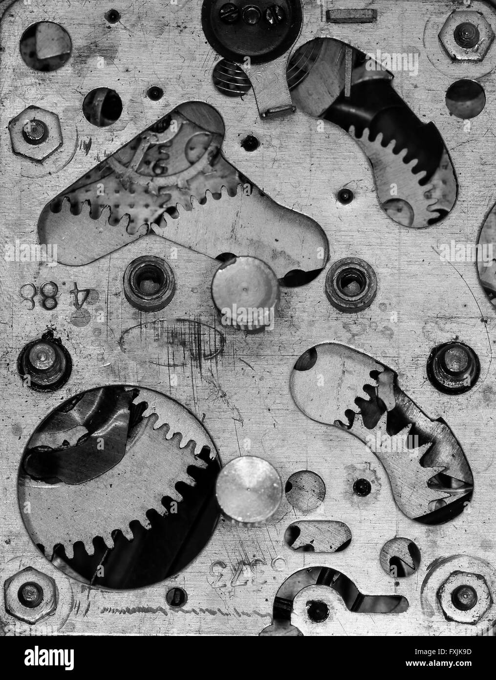 Closeup clockwork mechanism inside watch Black and White Stock Photos ...