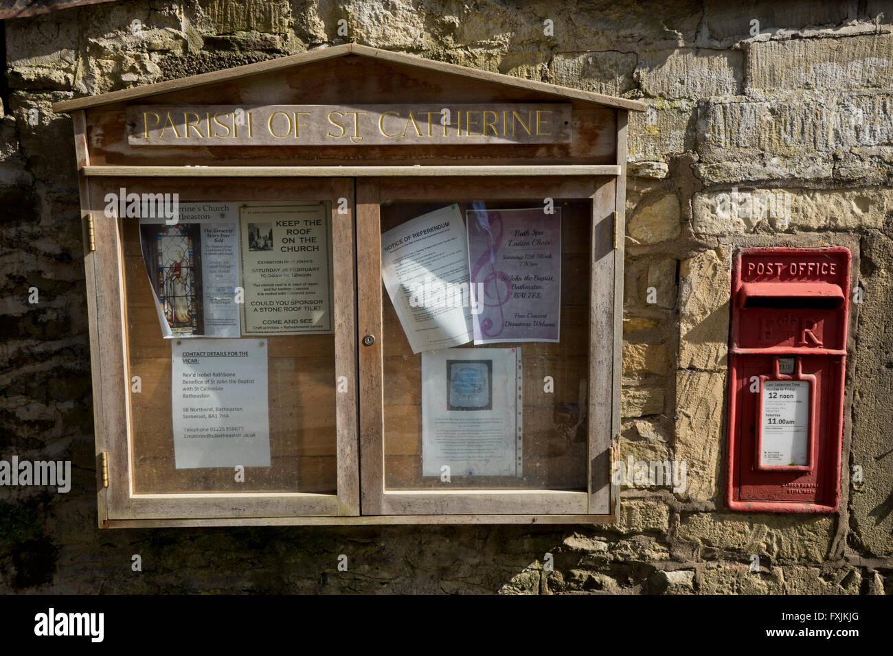 Traditional parish notice board in a village in Somerset, England, UK ...