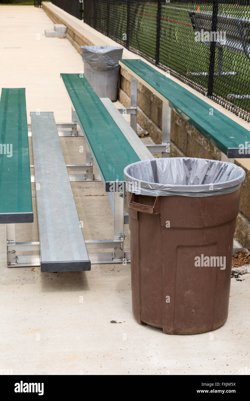 Trash Can in the sports park Stock Photo - Alamy