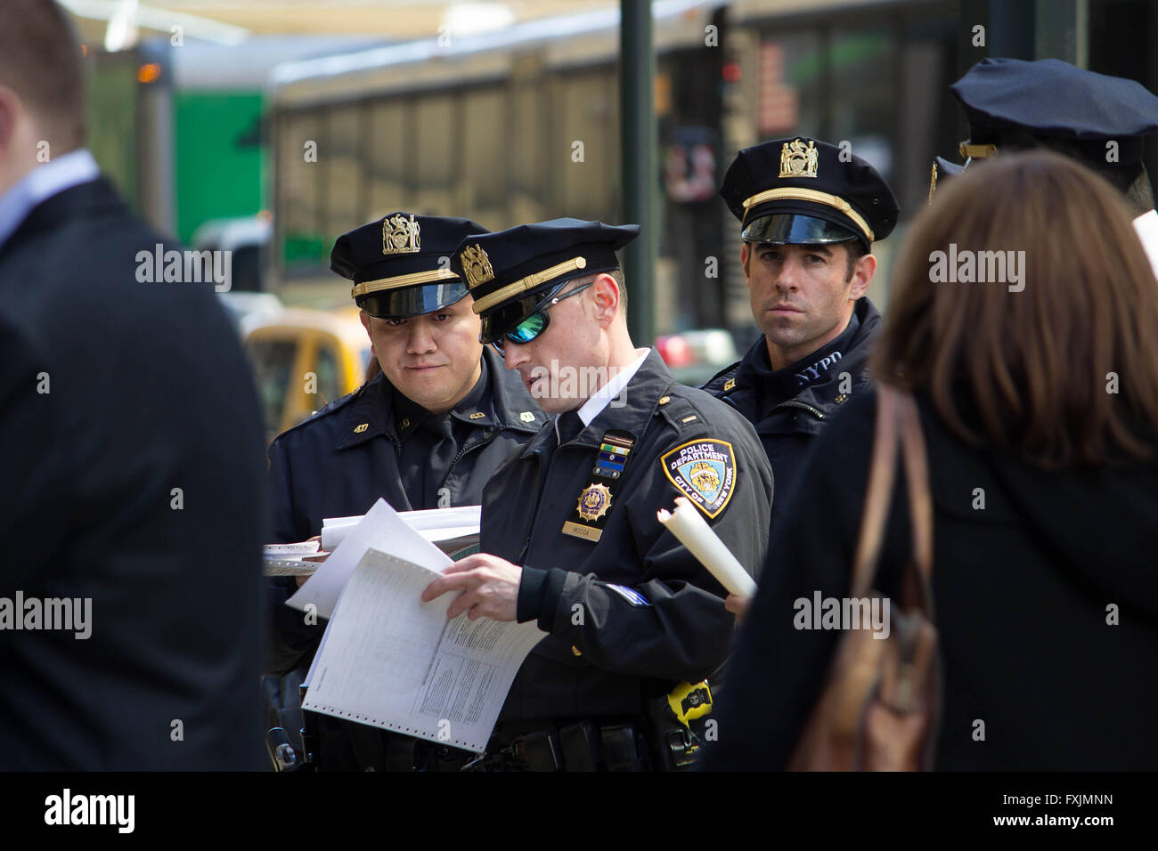 Mobilizing- An NYPD police command unit mobilises for action before ...