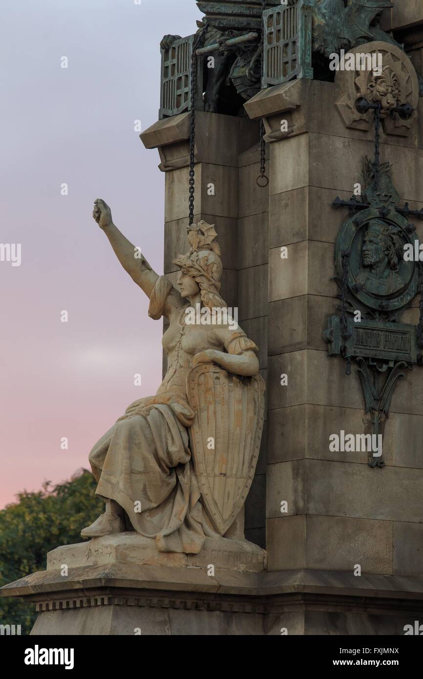 The Columbus Monument in Barcelona, Spain was built to honour the great ...