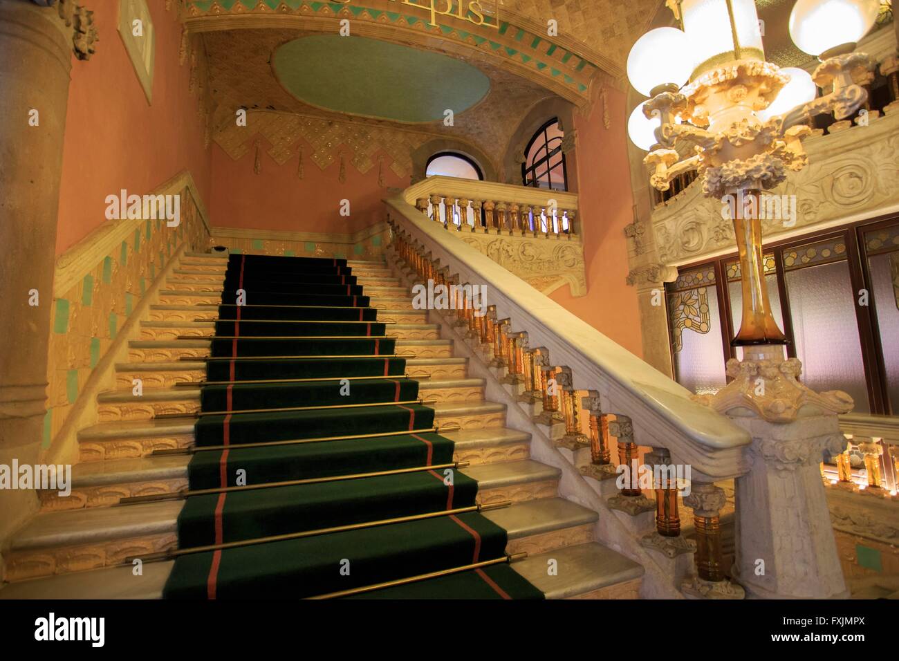The interior of the world-renowned Palau de la Musica Opera House in ...