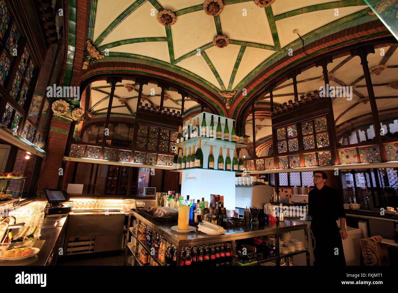 The interior of the world-renowned Palau de la Musica Opera House in ...