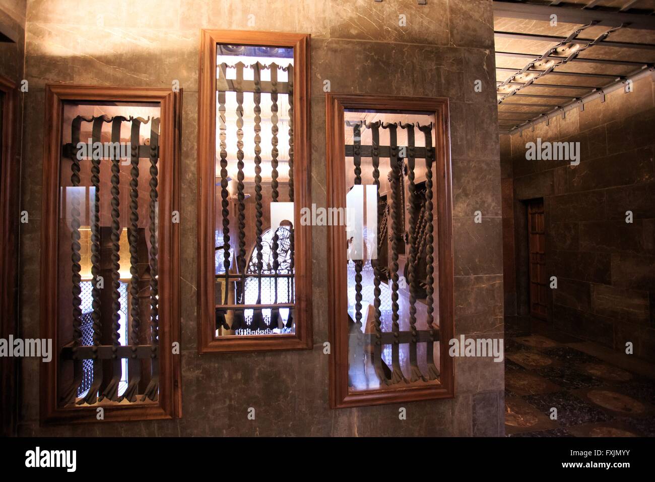 The interior of the Gaudi-designed Palau Guell in Barcelona, Spain ...