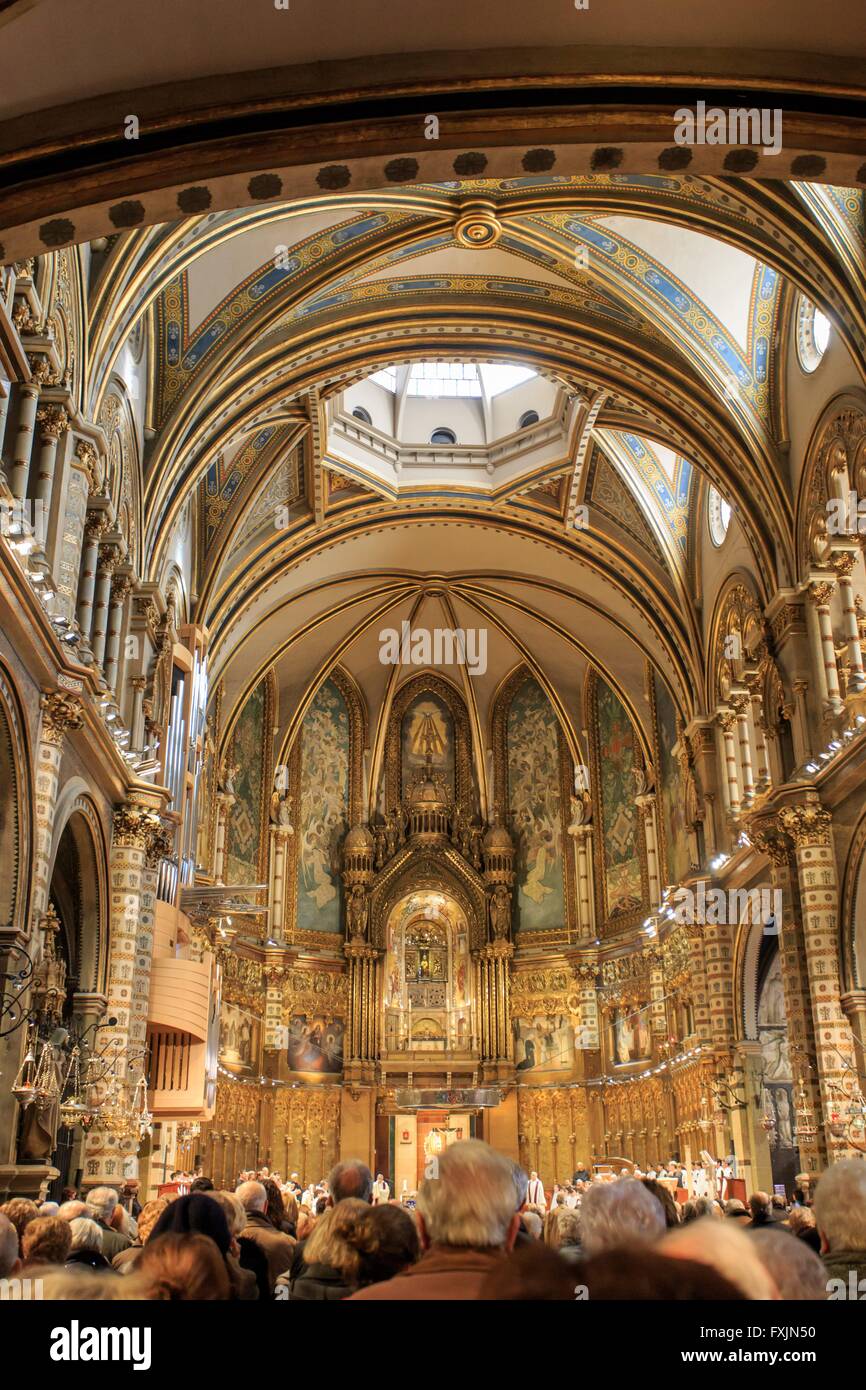 Inside the Basilica of the Montserrat monastery on the outskirts of ...