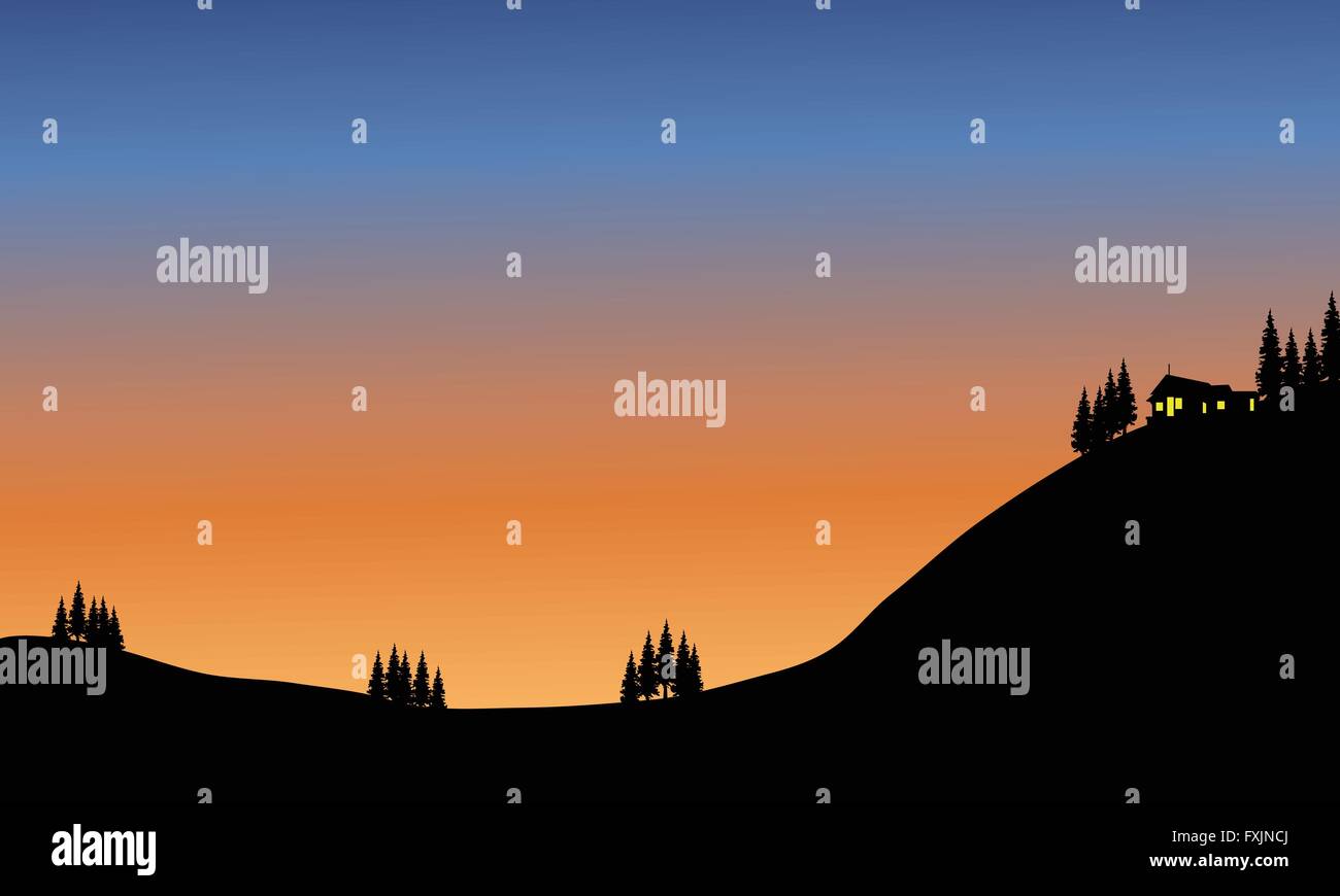 Scenery house in hill Stock Vector Image & Art - Alamy