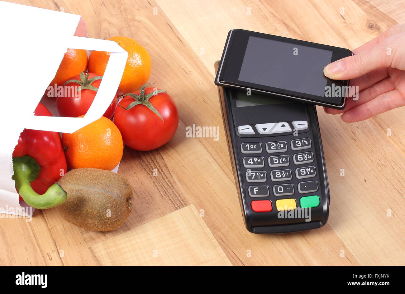 Using credit card reader, payment terminal with mobile phone with NFC ...