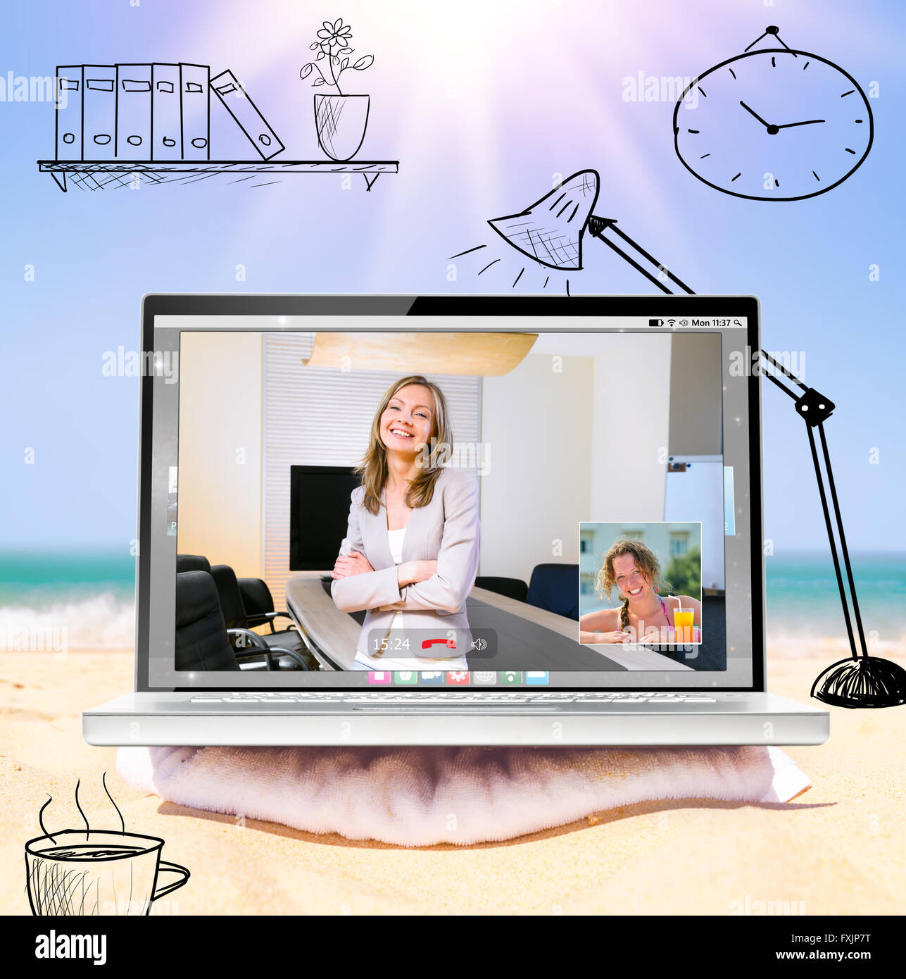 laptop on beach Stock Photo - Alamy