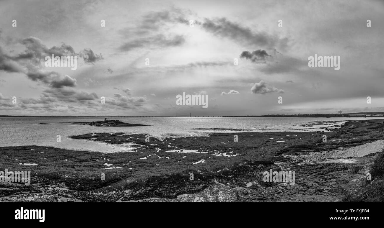 Second Severn crossing from Beachley Point Stock Photo - Alamy