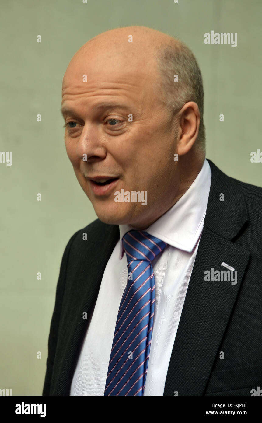 London, UK, 17 April 2016, Chris Grayling Conservative MP appears on ...