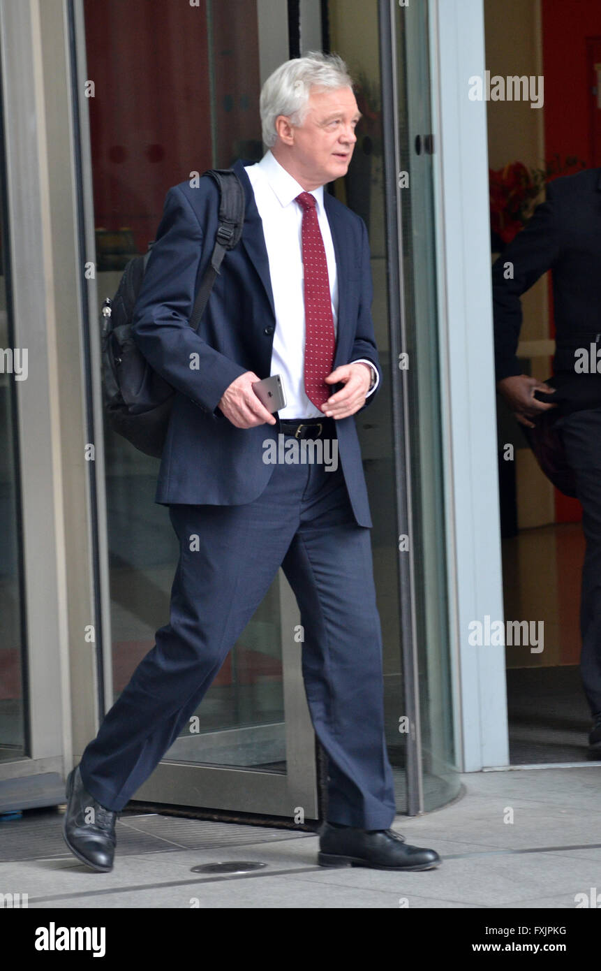 London, UK, 17 April 2016, David Davis Conservative MP appears on the ...