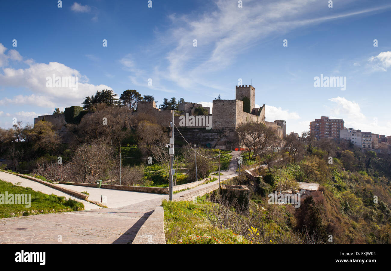 View of the Castello di Lombardia - Lombardy Castle, Enna Stock Photo ...