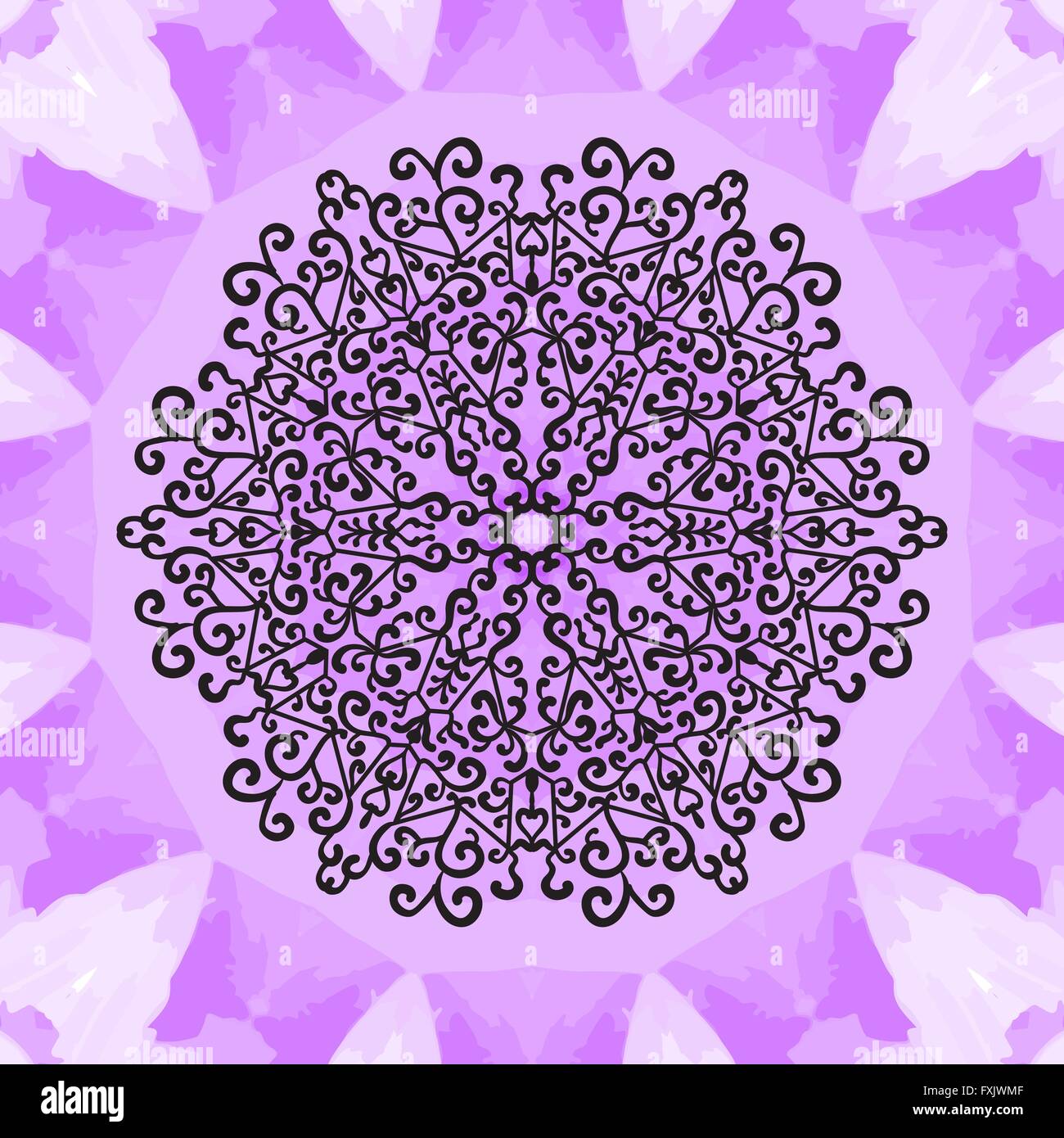 Mandala Print on Violet Seamless Texture background. Vintage decorative ...
