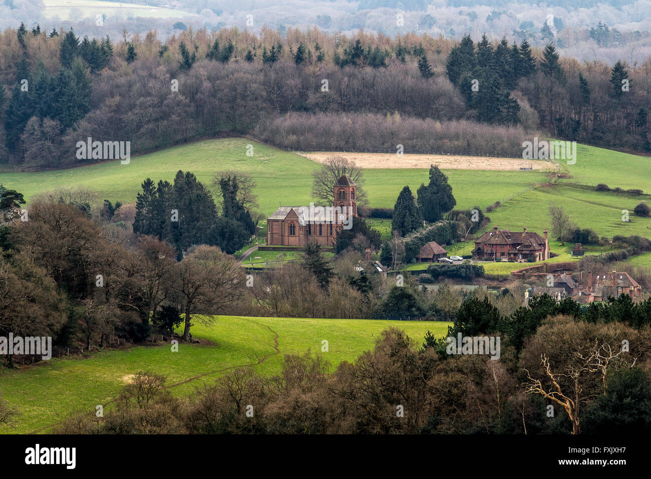 Newlands Corner view in Surrey hills area of outstanding beauty in ...