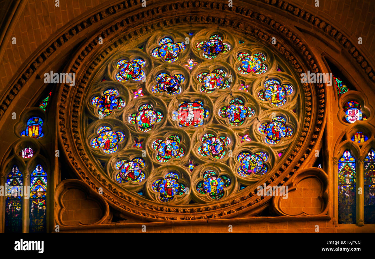 Rose Window Jesus Christ Saints Disciples Mary Stained Glass Cathedral ...