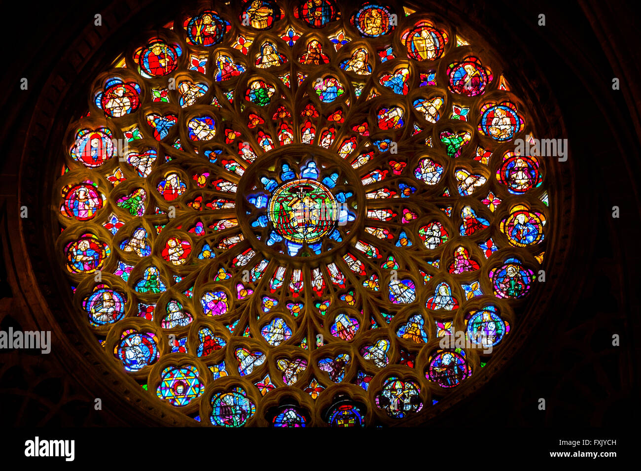 Rose Window Coat Arms Cardinal Hat Stained Glass Cathedral Spanish Flag ...