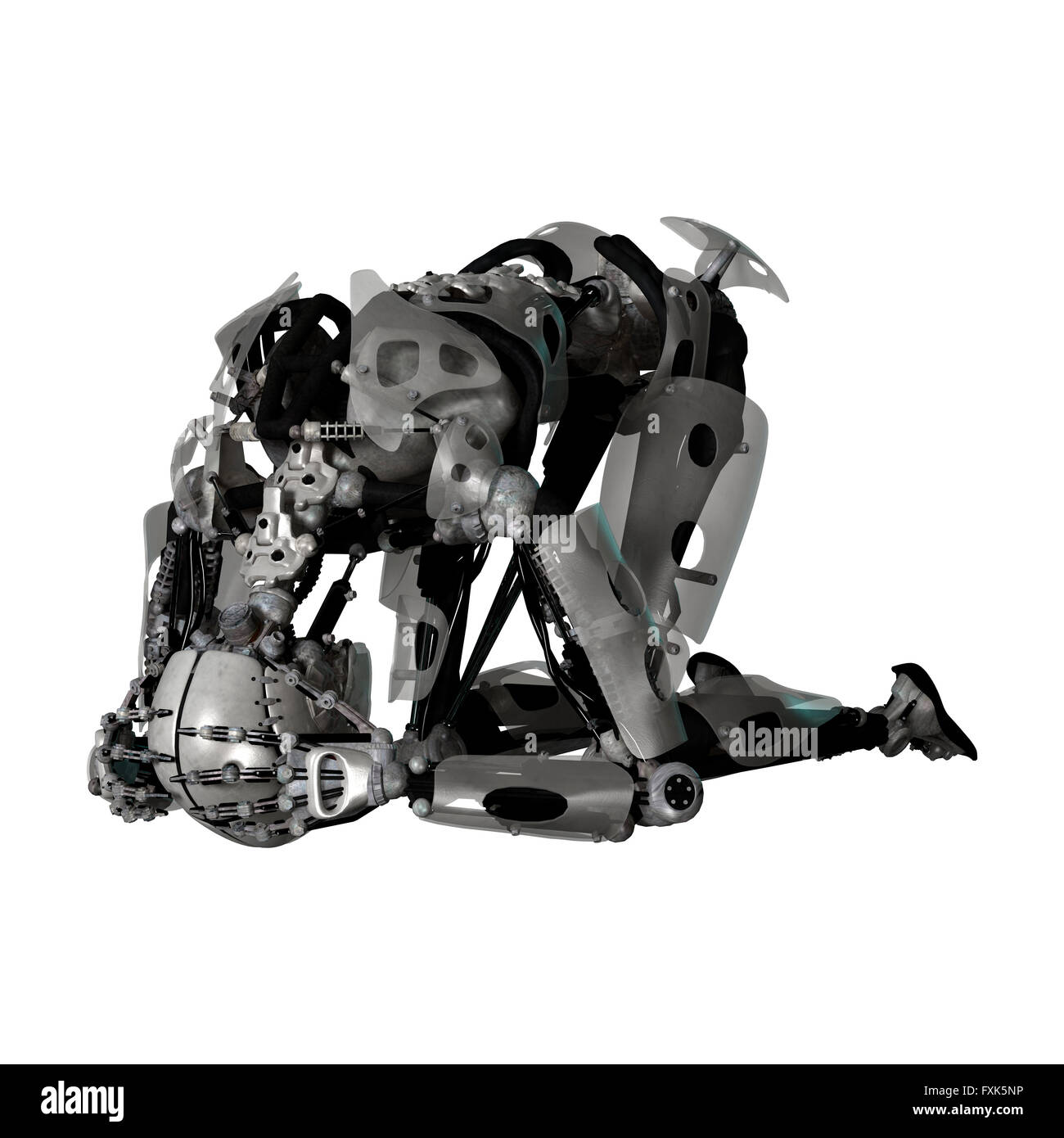 3D Illustration of a male cyborg isolated on white background Stock ...