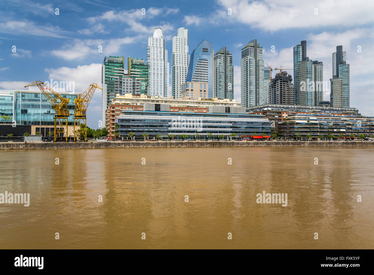 The city skyline of high rise buildings at Puertop Madero, Buenos Aires ...