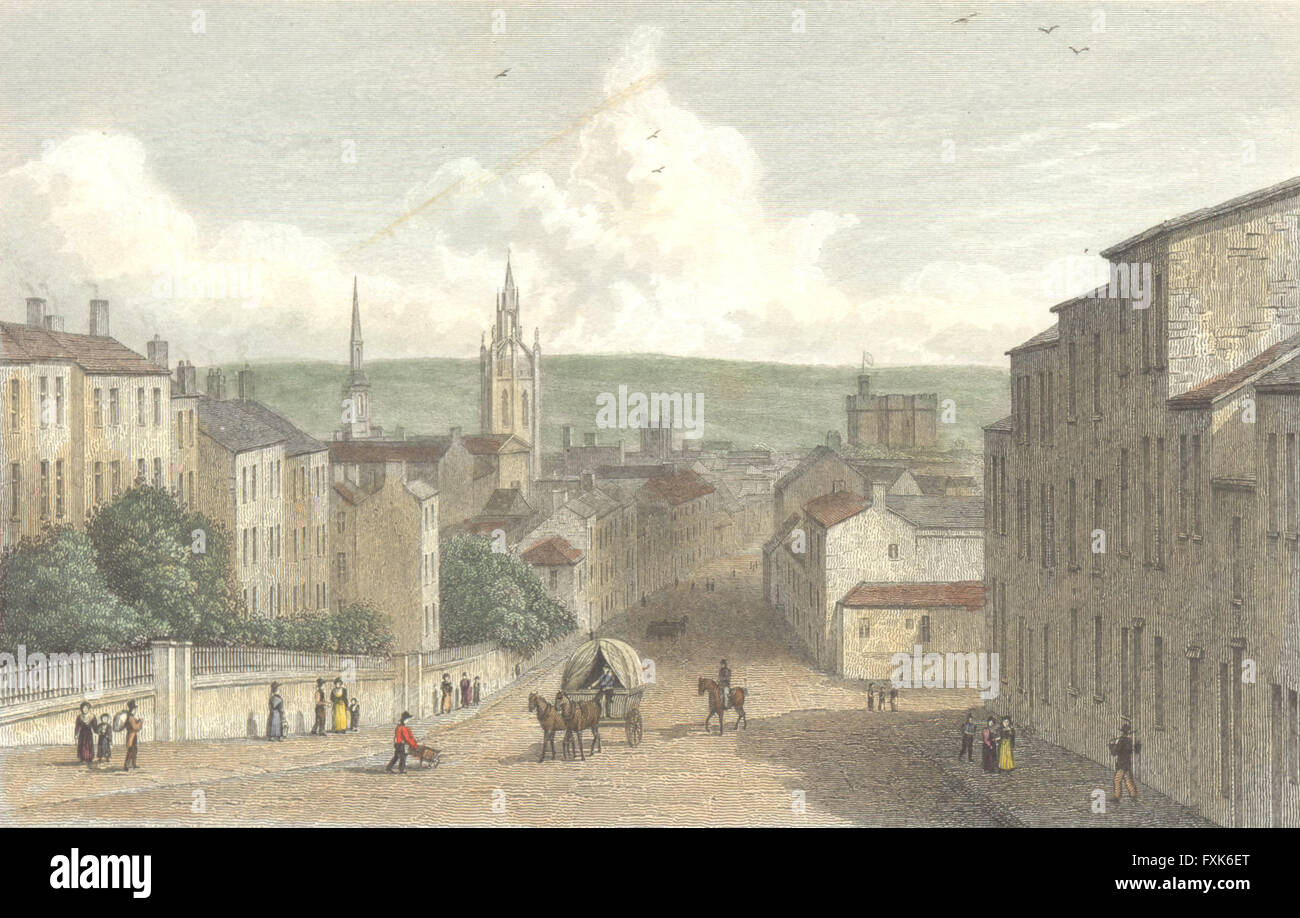 NEWCASTLE UPON TYNE: from Westgate hill, antique print 1830 Stock Photo ...