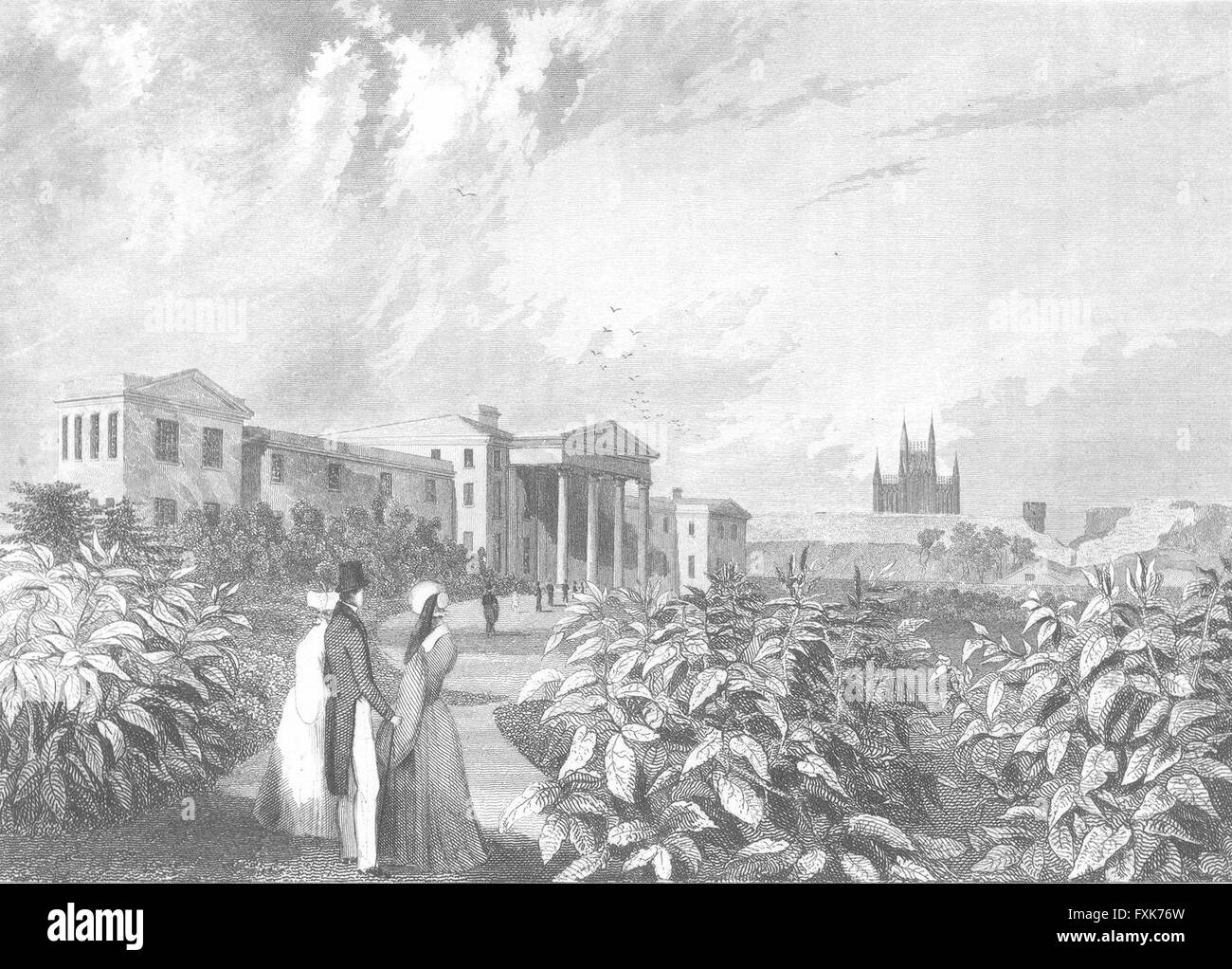 LINCS: Lunatic Asylum, Lincoln: Saunders, antique print 1836 Stock ...