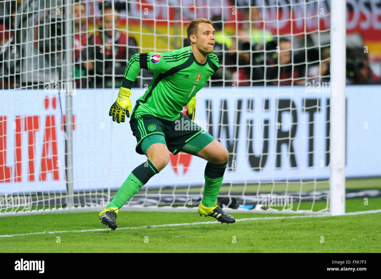 Manuel Neuer, GER, standing in goal, qualifier for UEFA Euro 2016 ...
