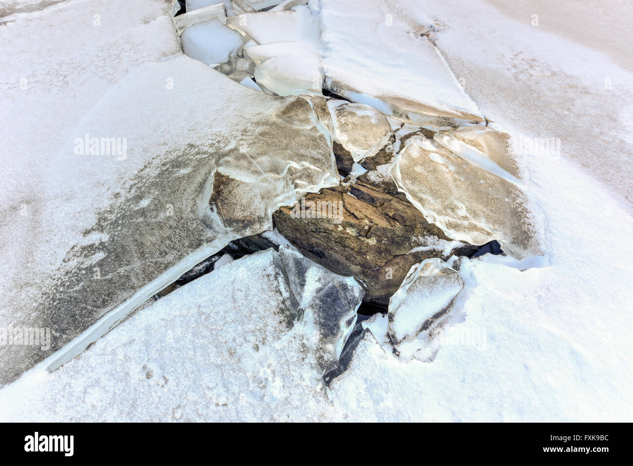 Rocks breaking through the ice at Eggum, Lofoten Islands, Arctic ...