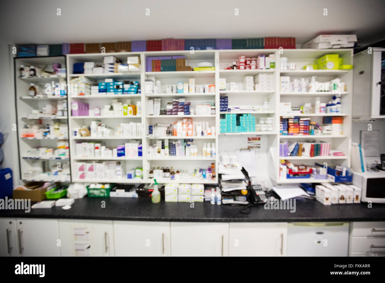 View of medicine on a shelf in pharmacy Stock Photo - Alamy