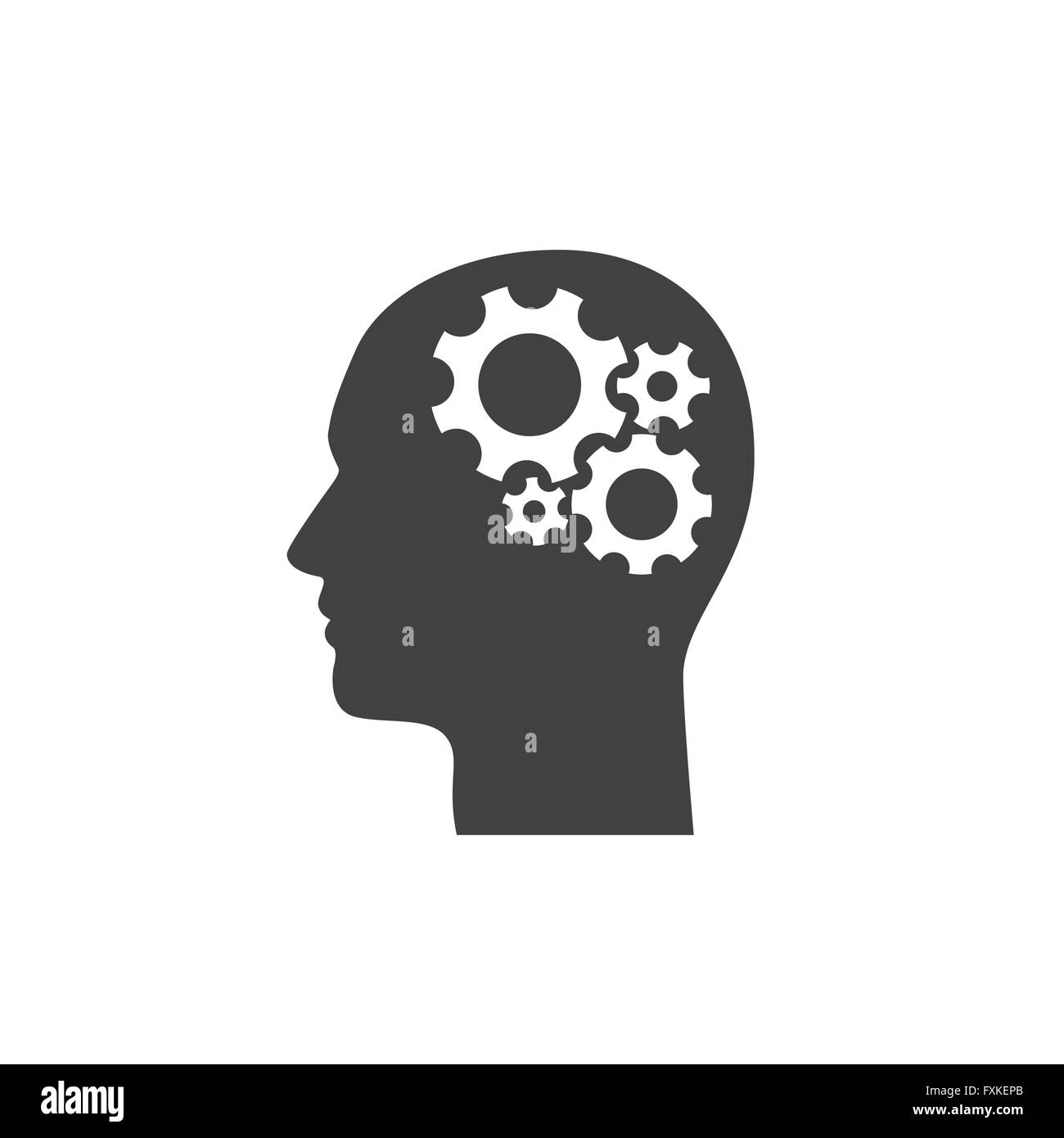 Gear in head icon Cut Out Stock Images & Pictures - Alamy