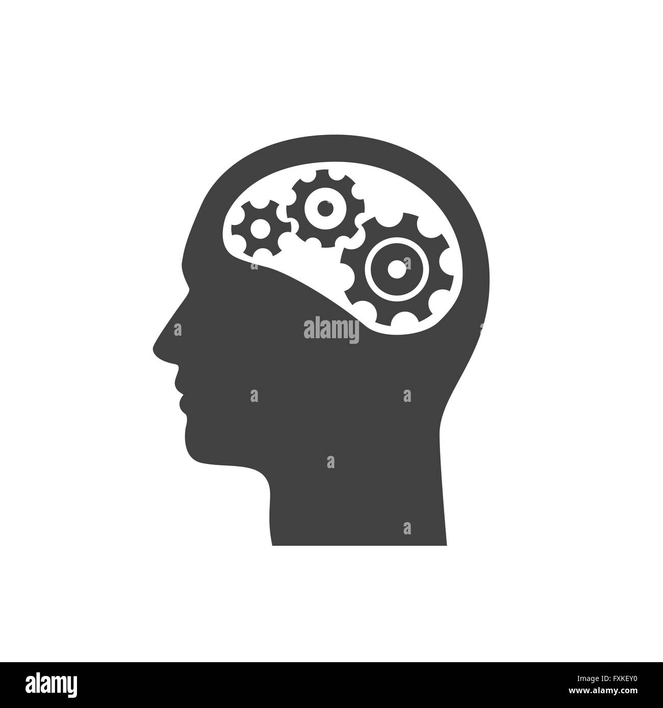 Gear in head icon Cut Out Stock Images & Pictures - Alamy