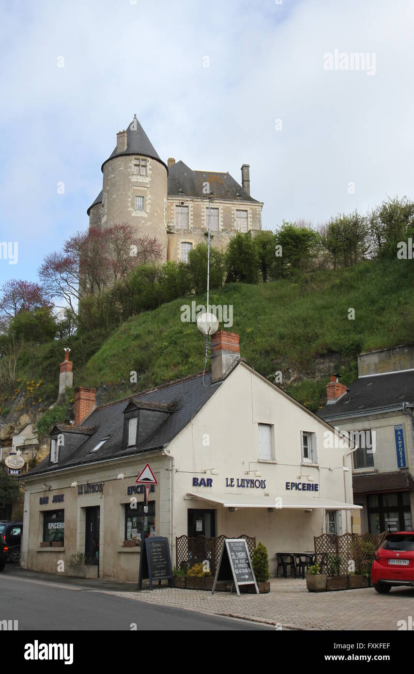 Luynes street scene with Chateau France April 2016 Stock Photo - Alamy