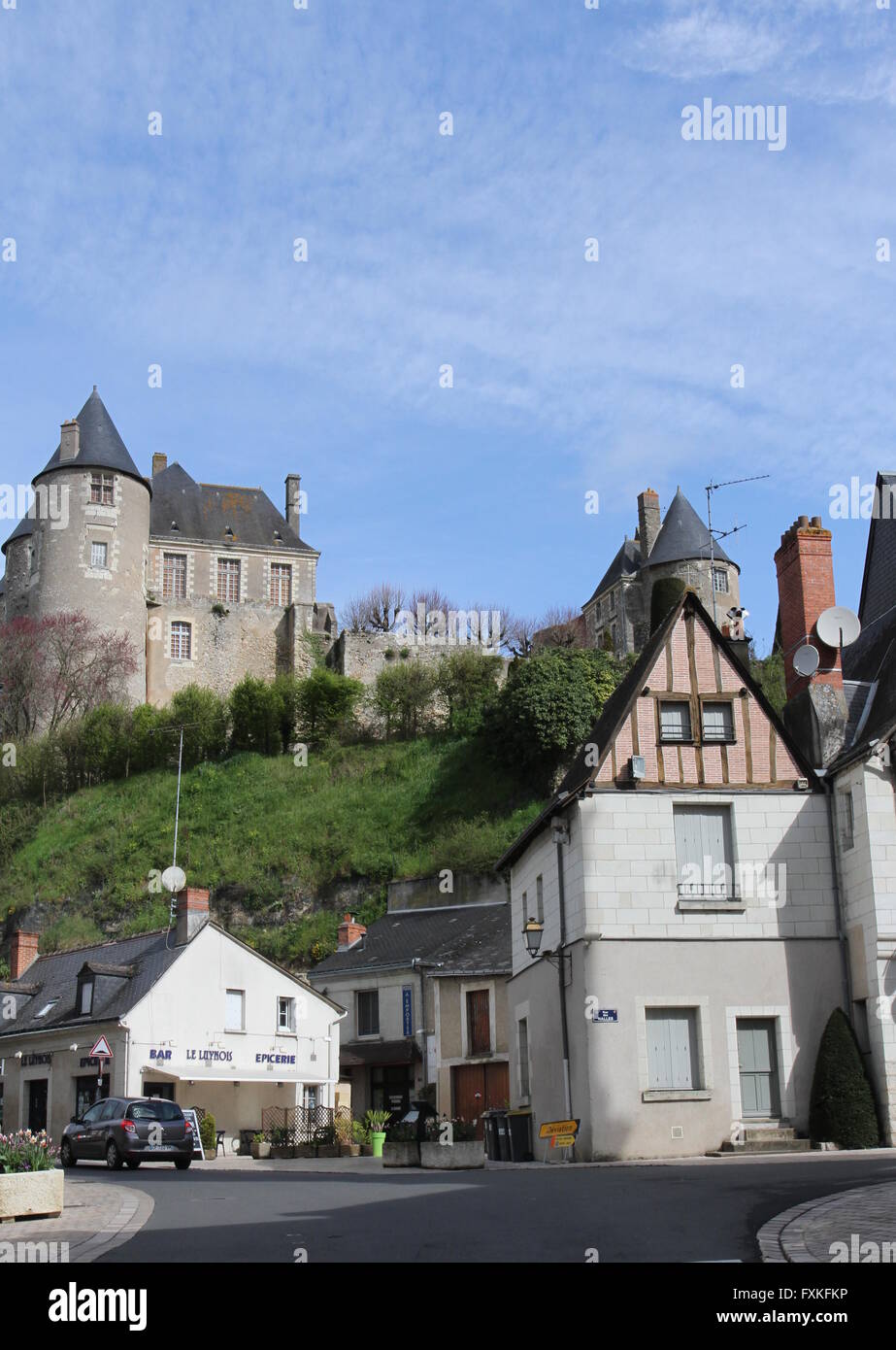 Luynes street scene with Chateau France April 2016 Stock Photo - Alamy