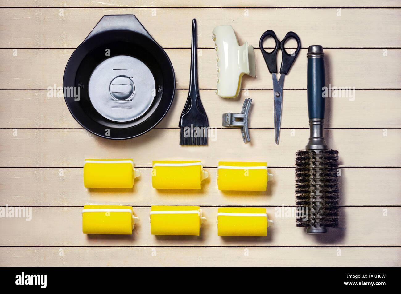Basic set for hair dresser items Stock Photo - Alamy