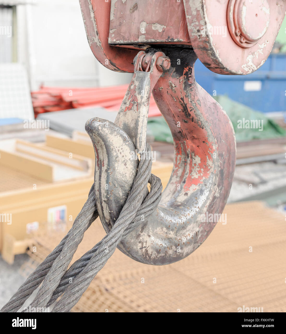 A close up of the hook on a crane Stock Photo - Alamy