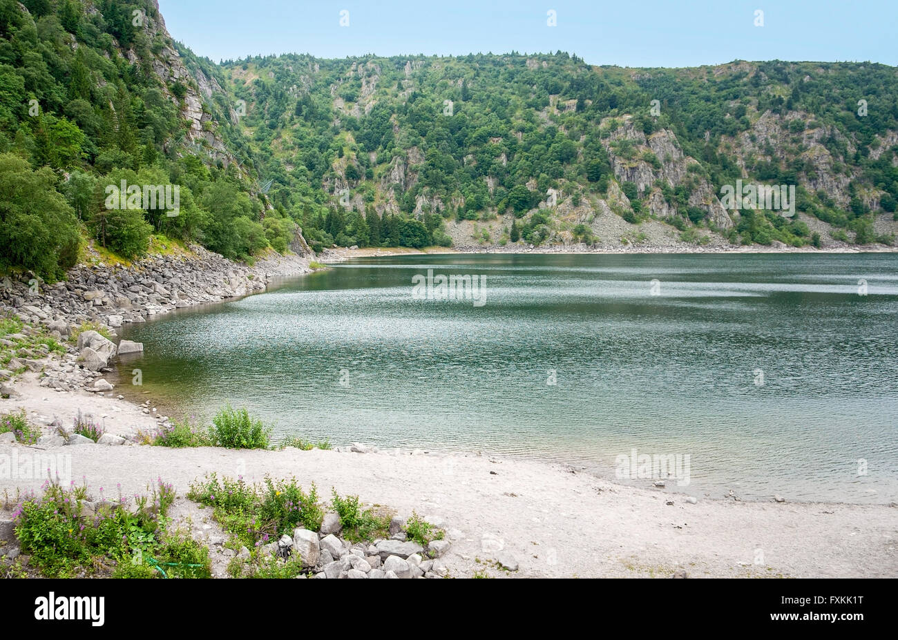 lake named Lac Blanc in the Vosges mountains in Alsace, France Stock ...