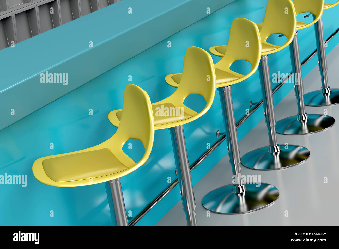 Row of modern bar stools at the bar Stock Photo - Alamy
