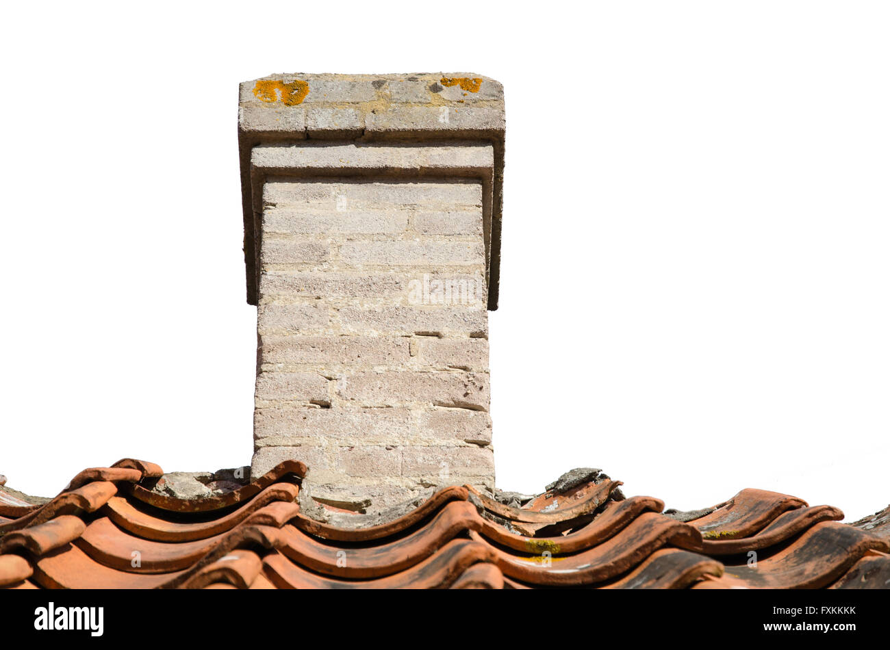 Old grey chimney on a rooftop isolated on white Stock Photo - Alamy