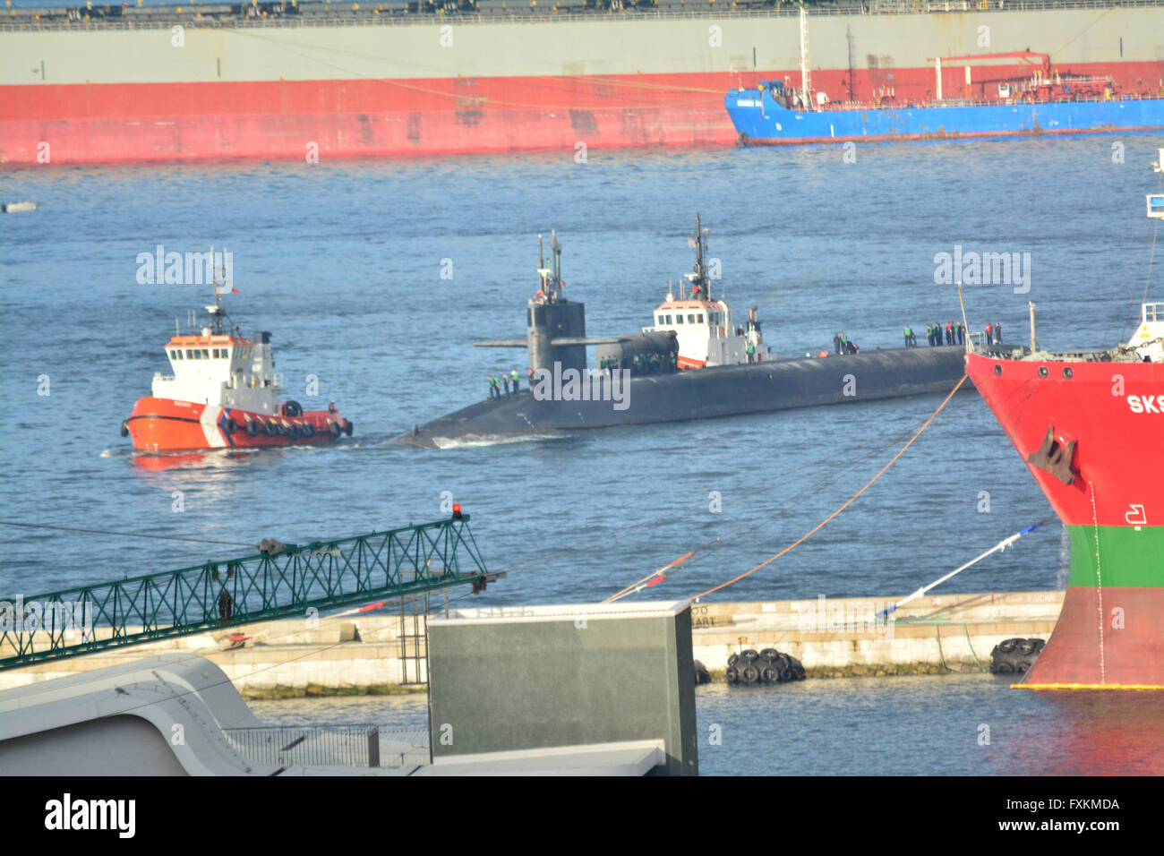 Gibraltar - 16th April 2016 - A US navy Ohio Class nuclear submarine ...