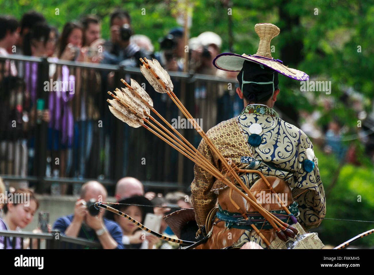 Tokyo, Japan. 16th April, 2016. An archer wearing traditional Japanese ...