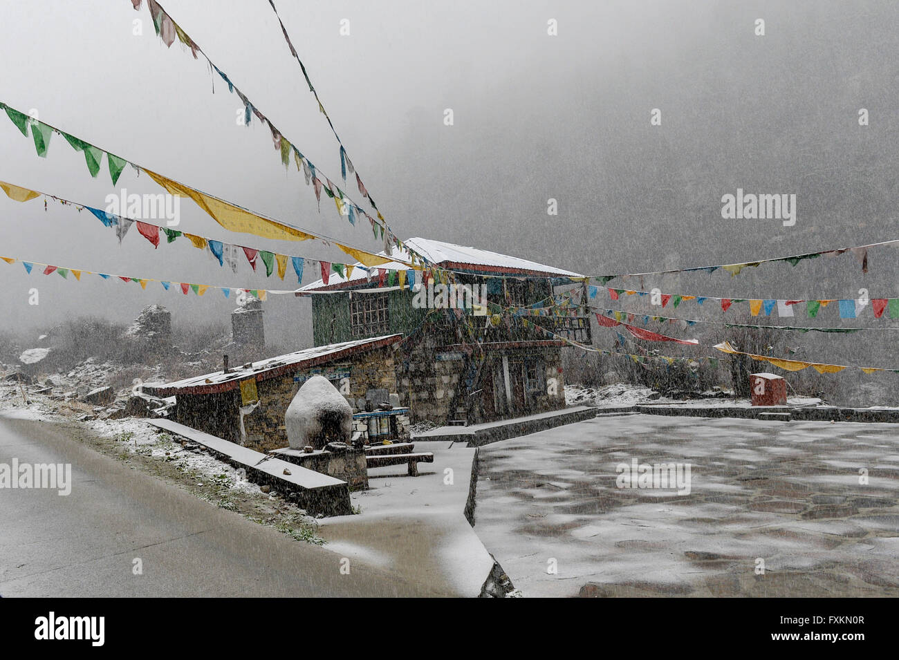 Cona. 14th Apr, 2016. Photo taken on April 14, 2016 shows a house in ...